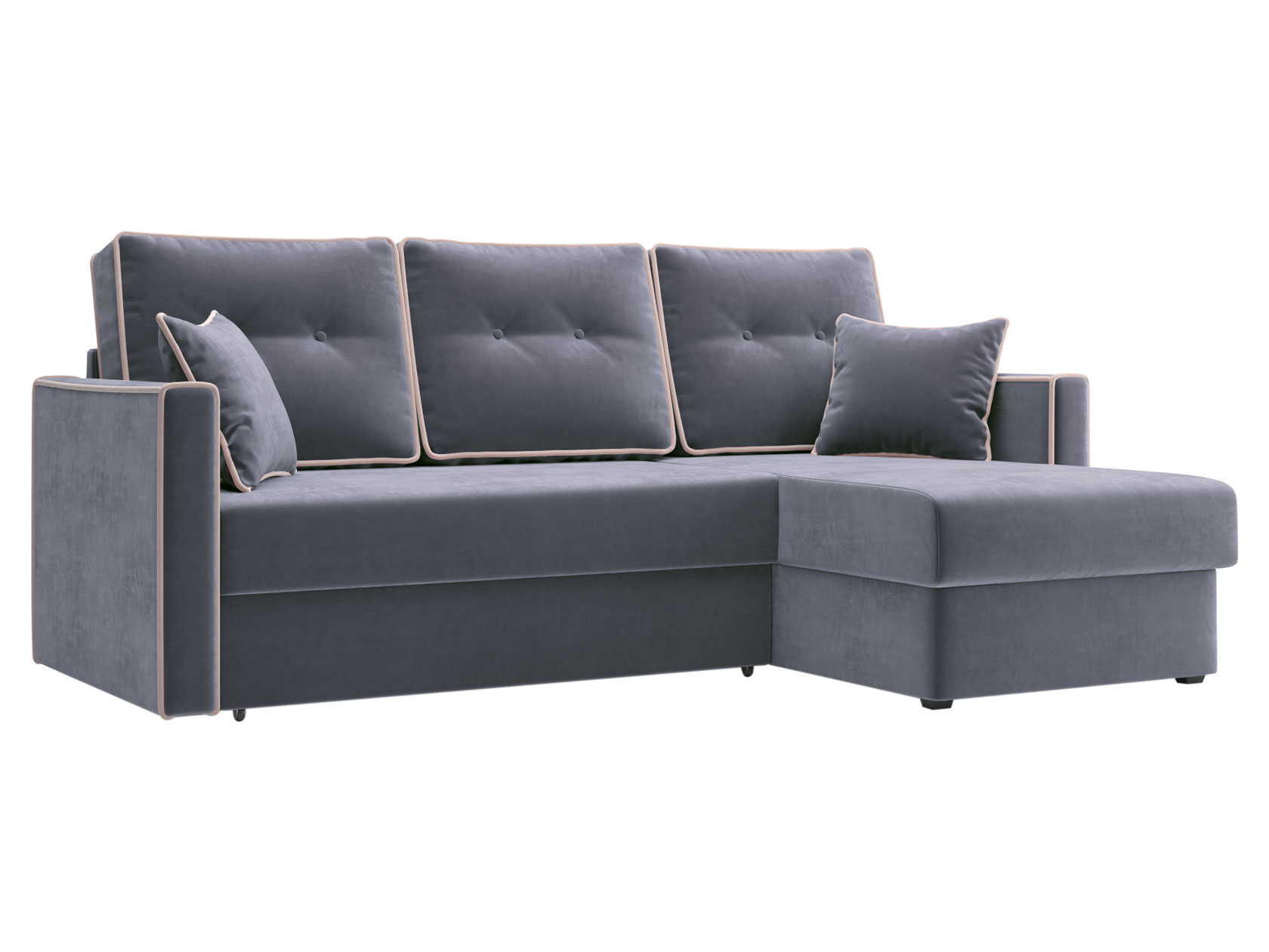 Угловой диван Первый Мебельный Лагос Серый, велюр Независимый пружинный блок