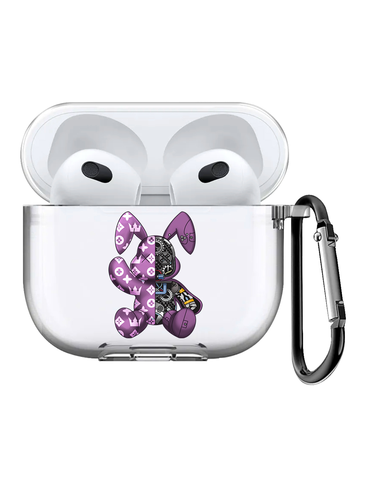 Чехол с карабином MustHaveCase для Apple AirPods 3 Bunny Розовый прозрачный