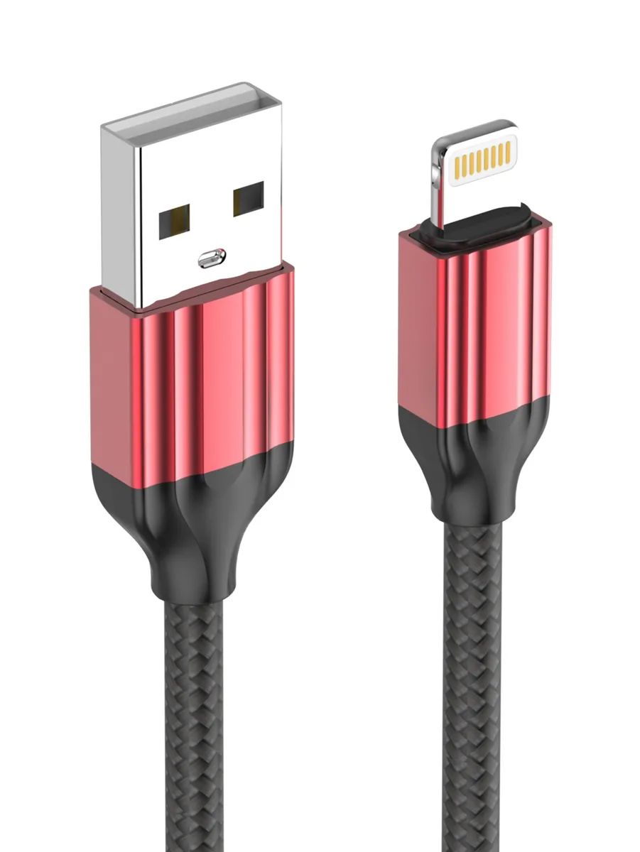 LDNIO LS431/ USB кабель Lightning/ 1m/ 2.4A/ медь: 86 жил/ Нейлоновая оплетка/ Red