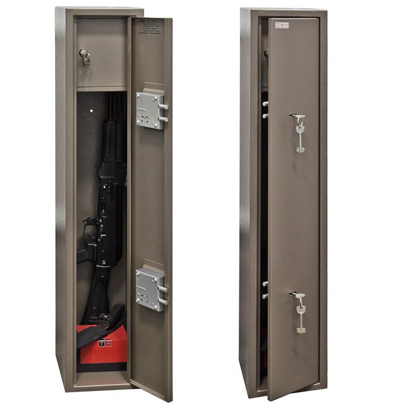 Оружейный сейф шкаф Контур Д-1 на 2 ружья. Высота ружья 970мм. 20х25х100мм. Ключевой.