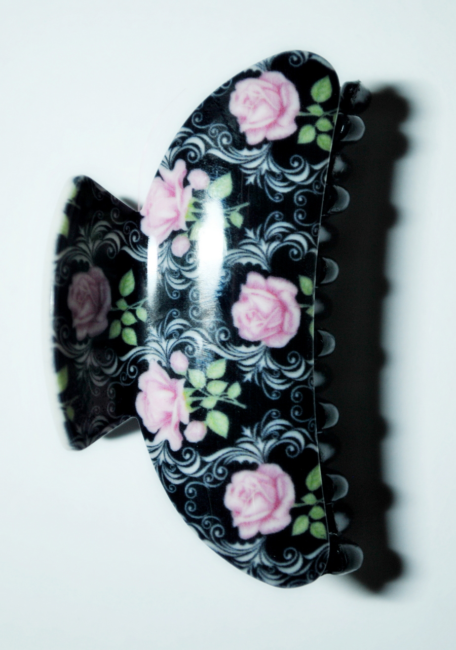 Заколка-краб женская Fashion Jewelry Roses черная