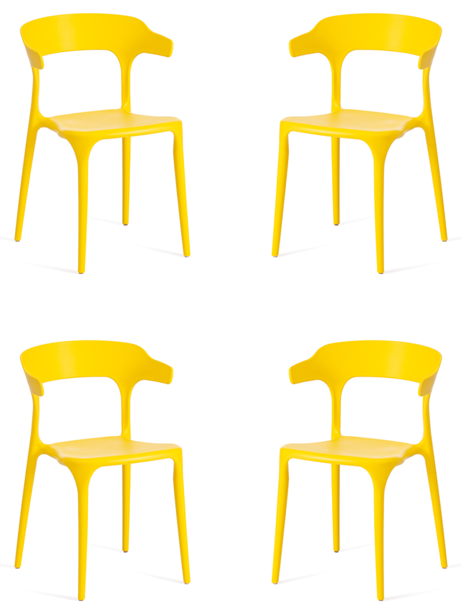 Комплект стульев для кухни TetChair TON, 4 шт, пластик, желтый