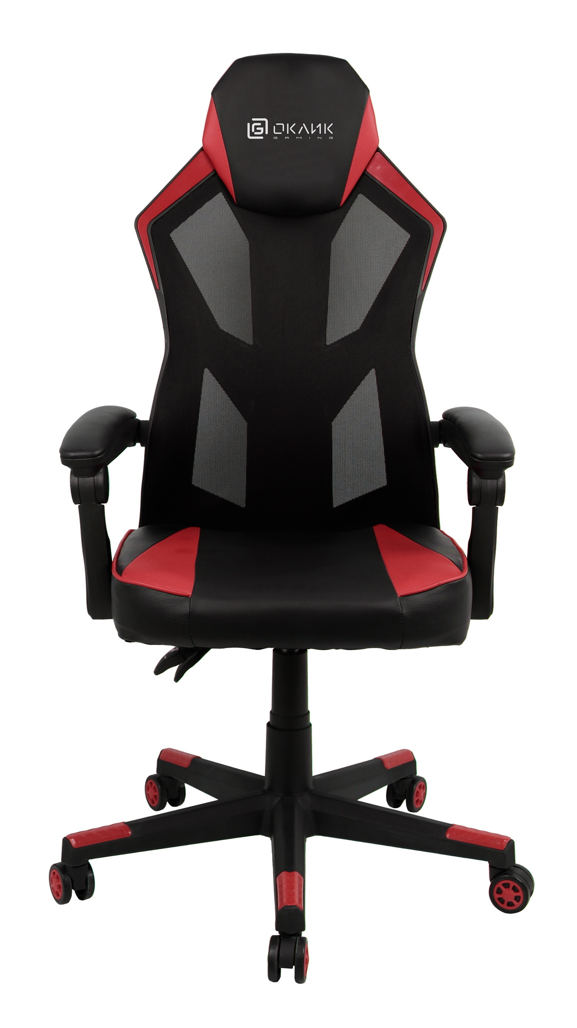Кресло игровое OKLICK 121G красный кожзам