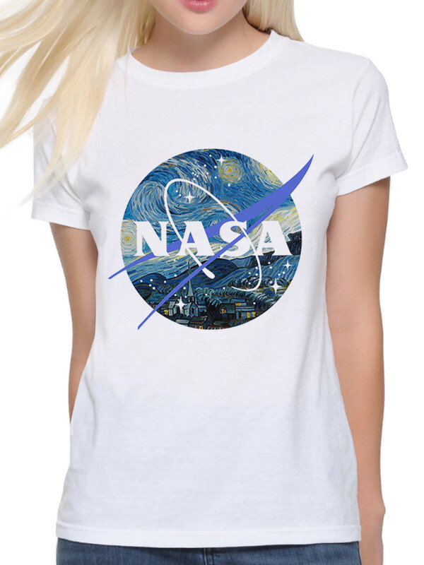 Футболка женская DreamShirts Studio Ван Гог - Звездная ночь NASA 168-1 белая M
