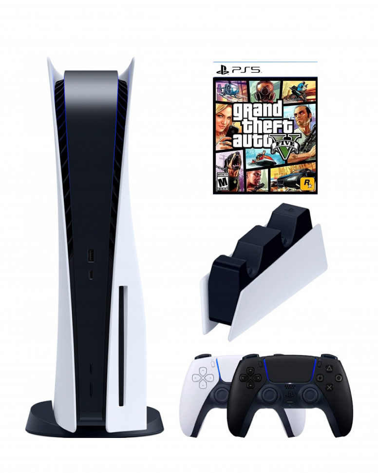 Игровая приставка Sony PlayStation 5 (3-ревизия)+2-й геймпад(черный)+зарядное+Grand Theft