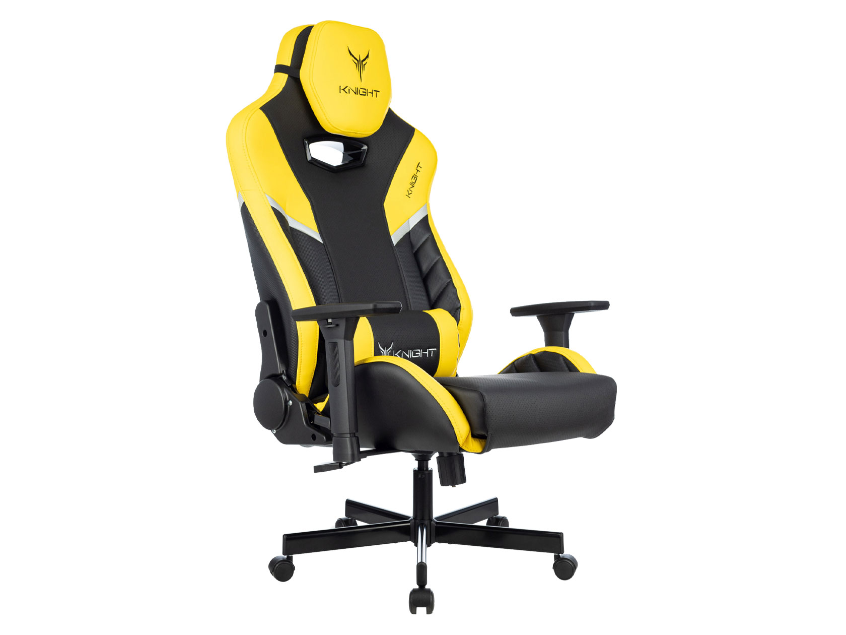 Игровое кресло Бюрократ Knight Thunder 5X Черный, экокожа / Желтый, экокожа