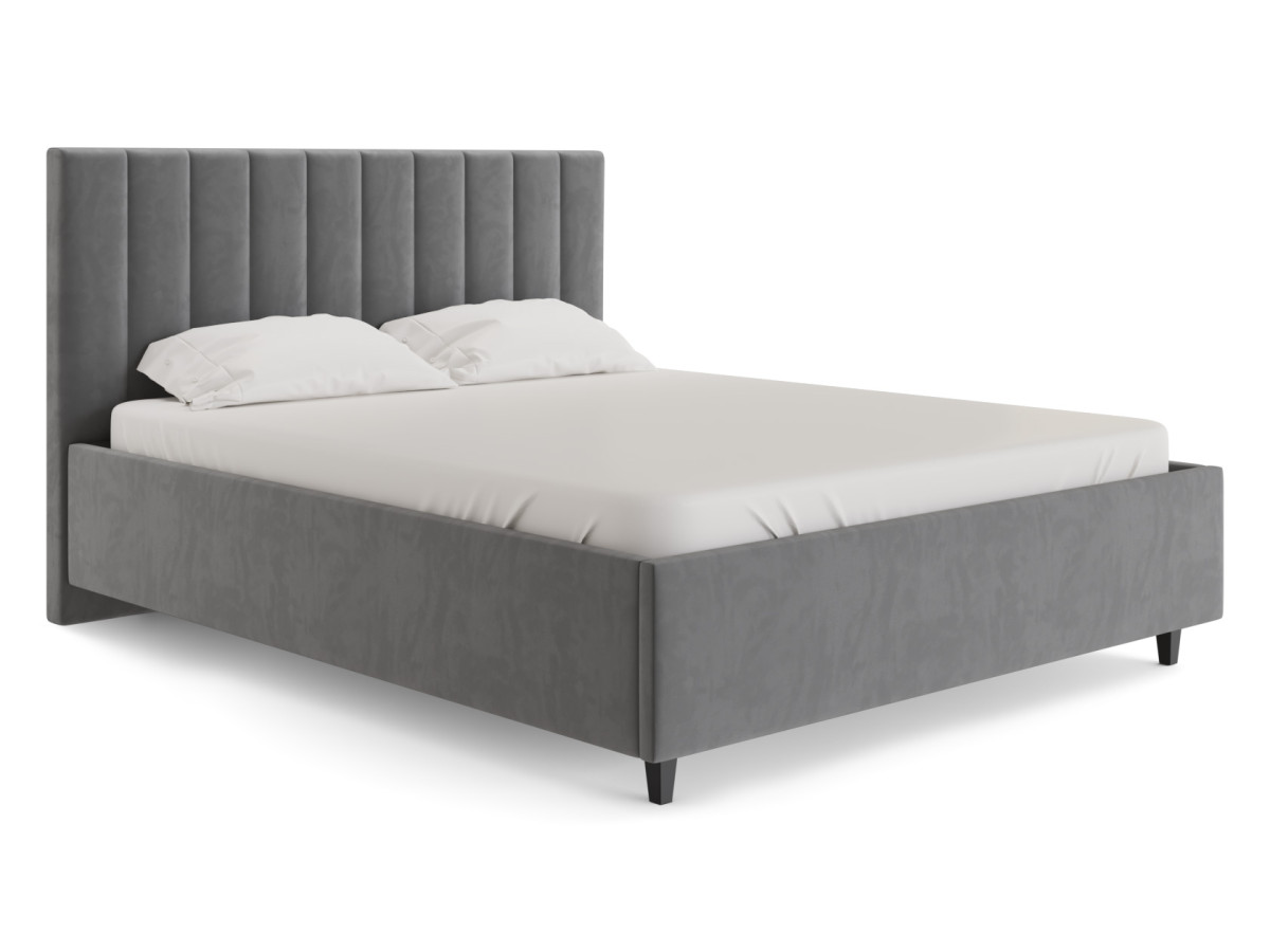 Кровать с подъемным механизмом Первый Мебельный Сара Серый, велюр 140х200 см