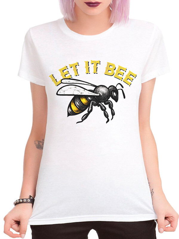 Футболка женская DreamShirts Studio Пчелка Let It Bee - The Beatles 401-bee-1 белая XS