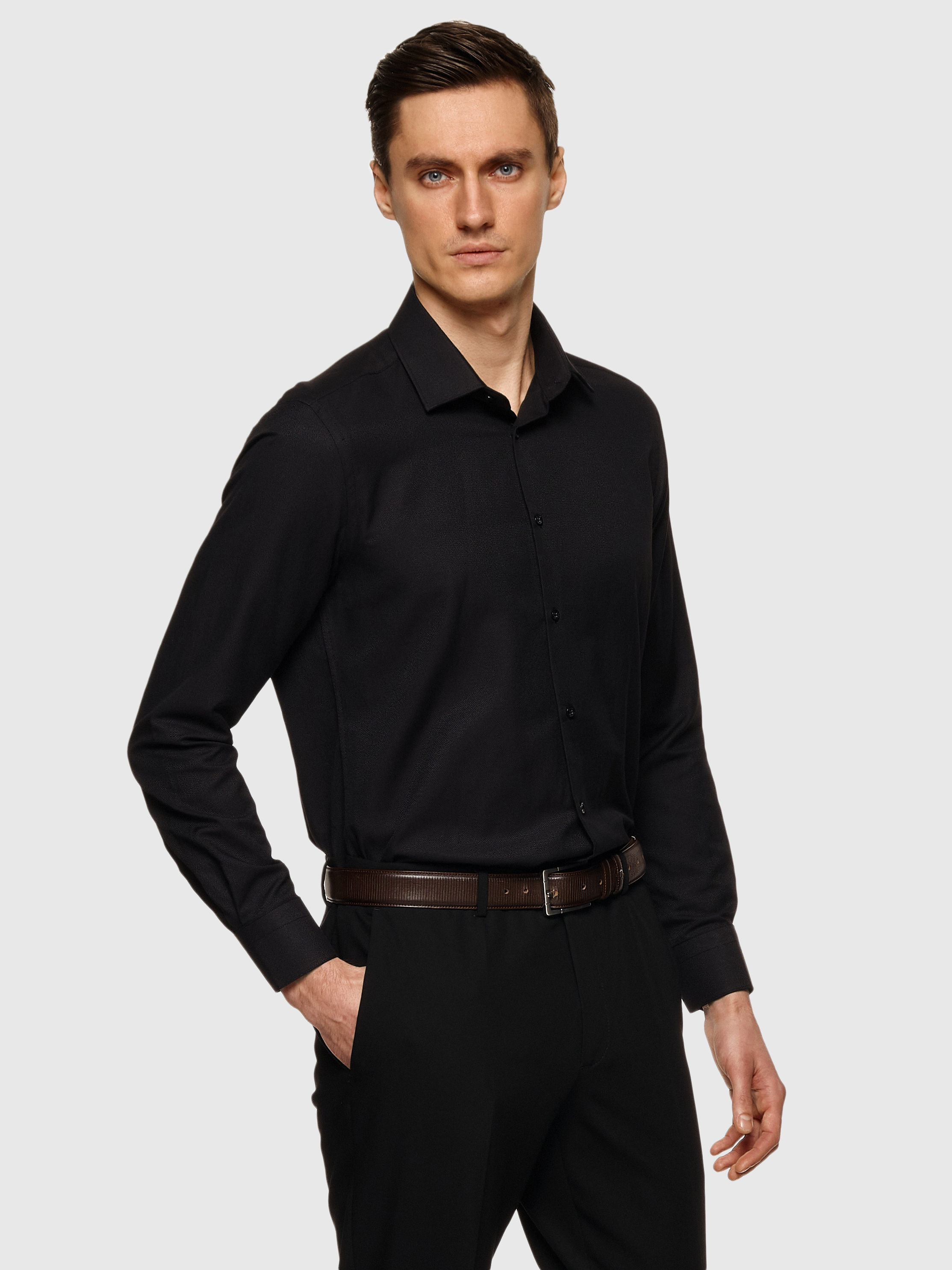 Рубашка мужская Cassa Marina ChambrayR. черная 4XL