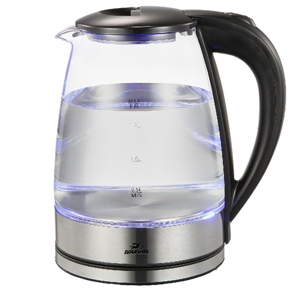 Чайник электрический Добрыня DO-1253 1.8 л Transparent, Black