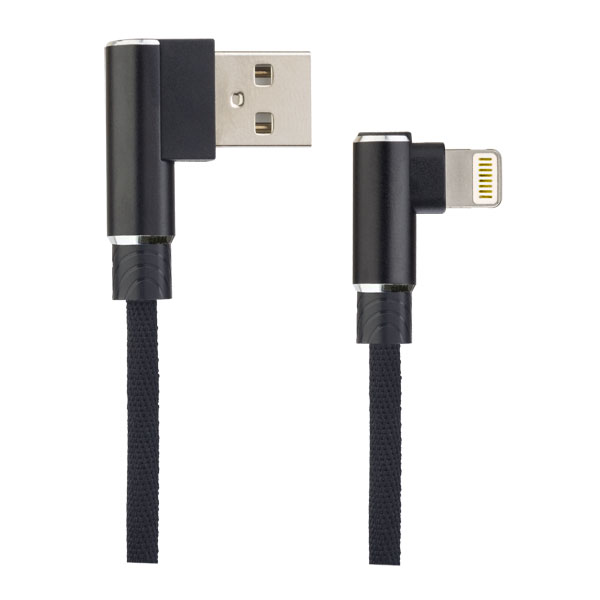 Кабель Perfeo для iPhone, USB - 8 PIN (Lightning), угловой, черный, длина 1 м