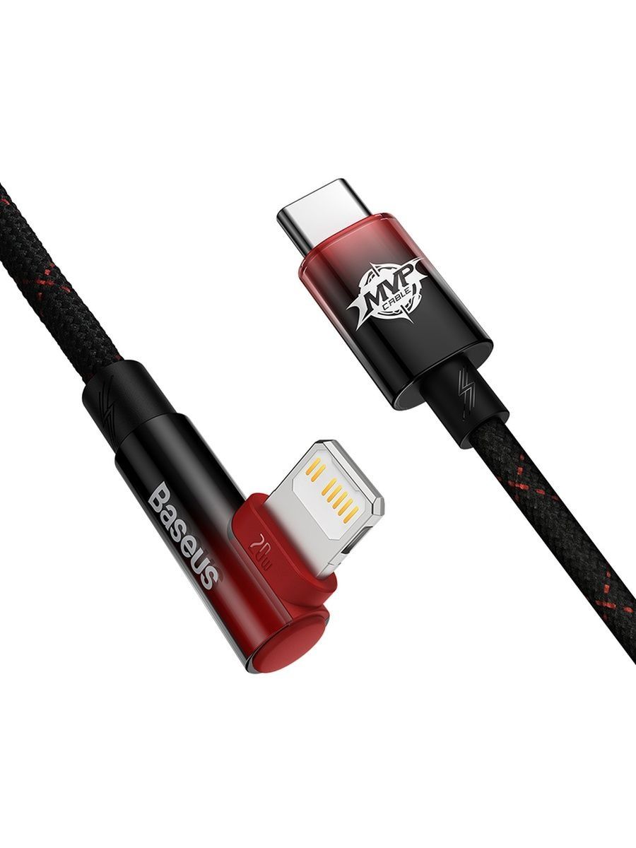 Аксессуар Baseus MVP 2 Elbow-Shaped USB - Lightning 2.4A 1m Black-Red CAVP000020