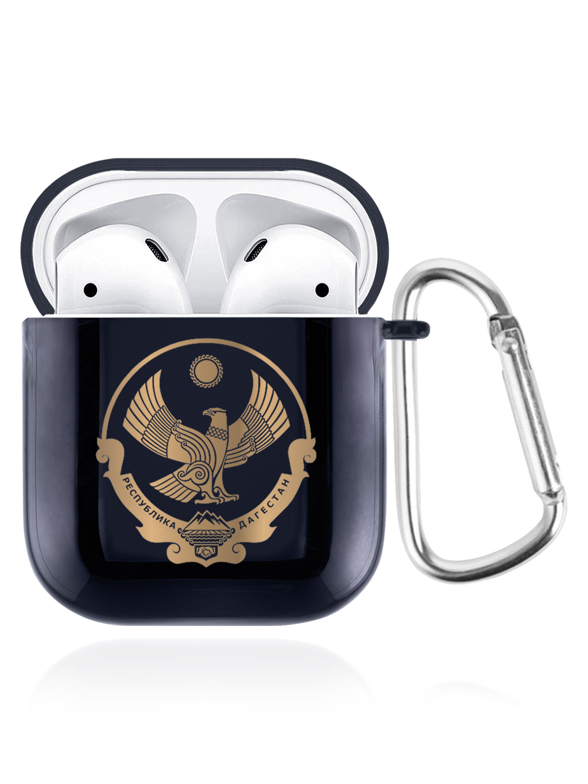 Чехол SignumCase для Apple AirPods Герб Дагестана темно-синий