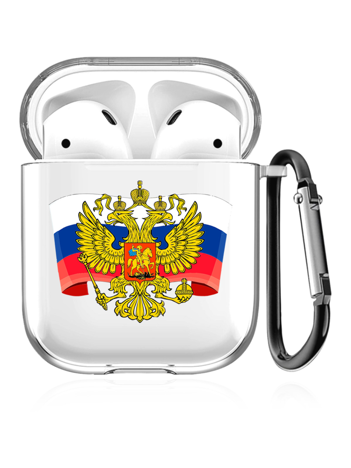 Чехол SignumCase для Apple AirPods Герб России прозрачный