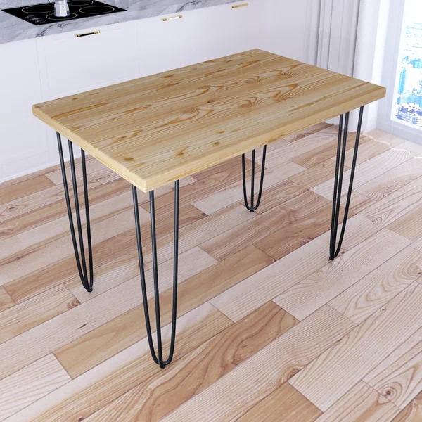 Стол кухонный Solarius Loft металл-дерево 110x80х75 без шлифовки и покрытия, черные ножки
