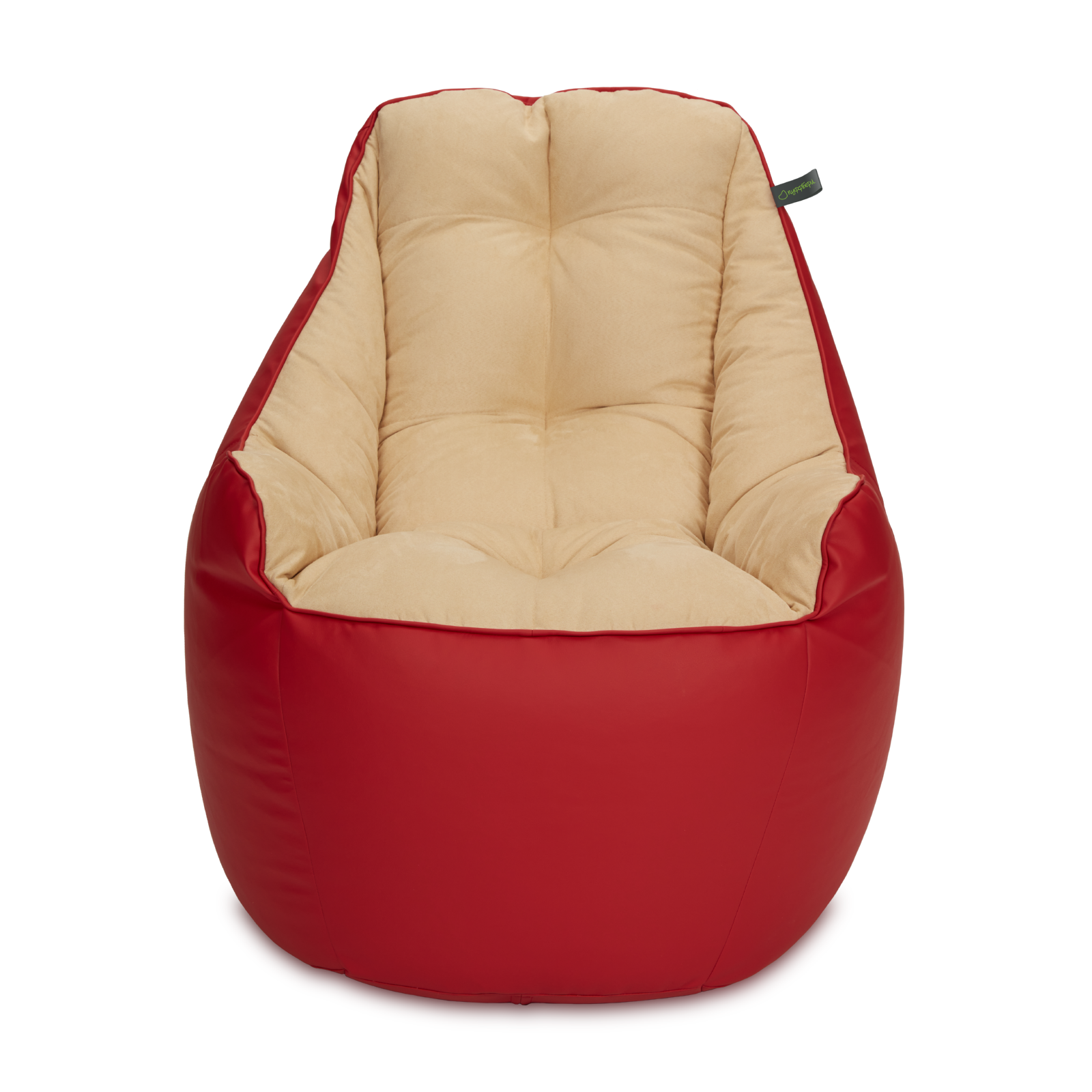 Кресло мешок «Босс», эко-кожа и замша, Красный и бежевый