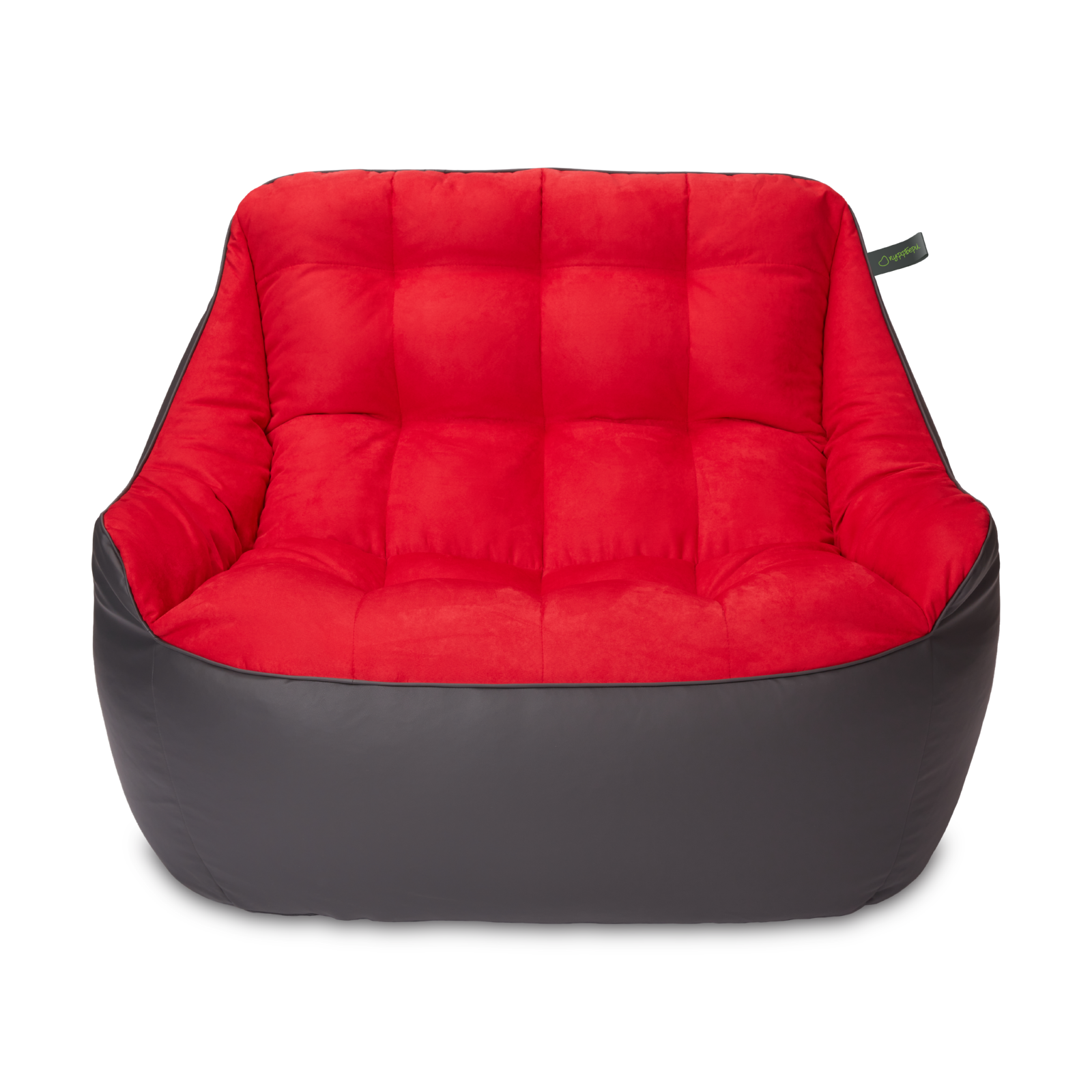 Кресло мешок ПуффБери Диван Босс, эко-кожа и замша, Графит и красный