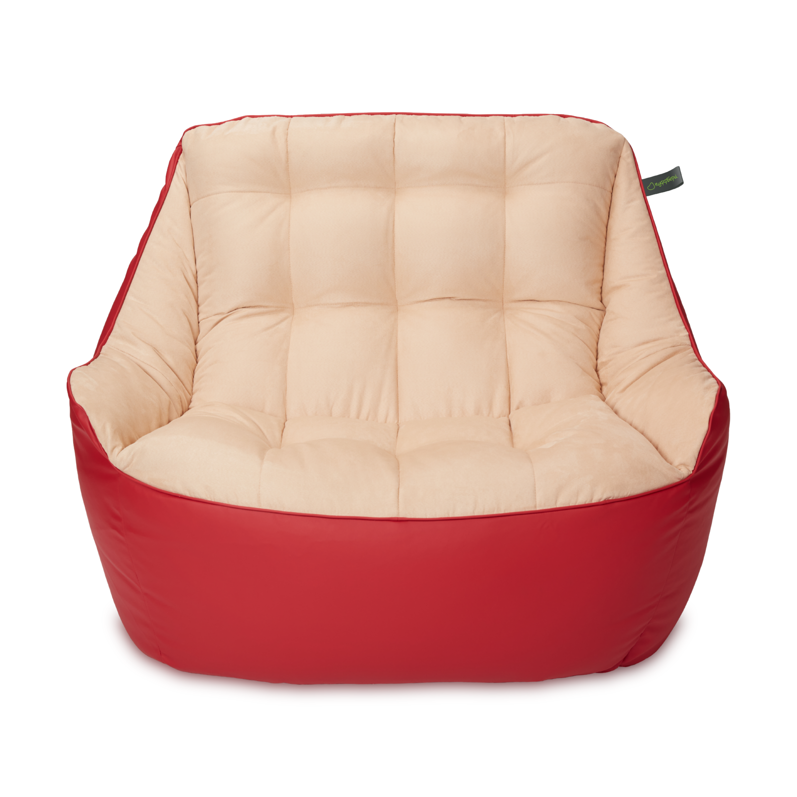Кресло мешок ПуффБери Диван Босс, эко-кожа и замша, Красный и бежевый