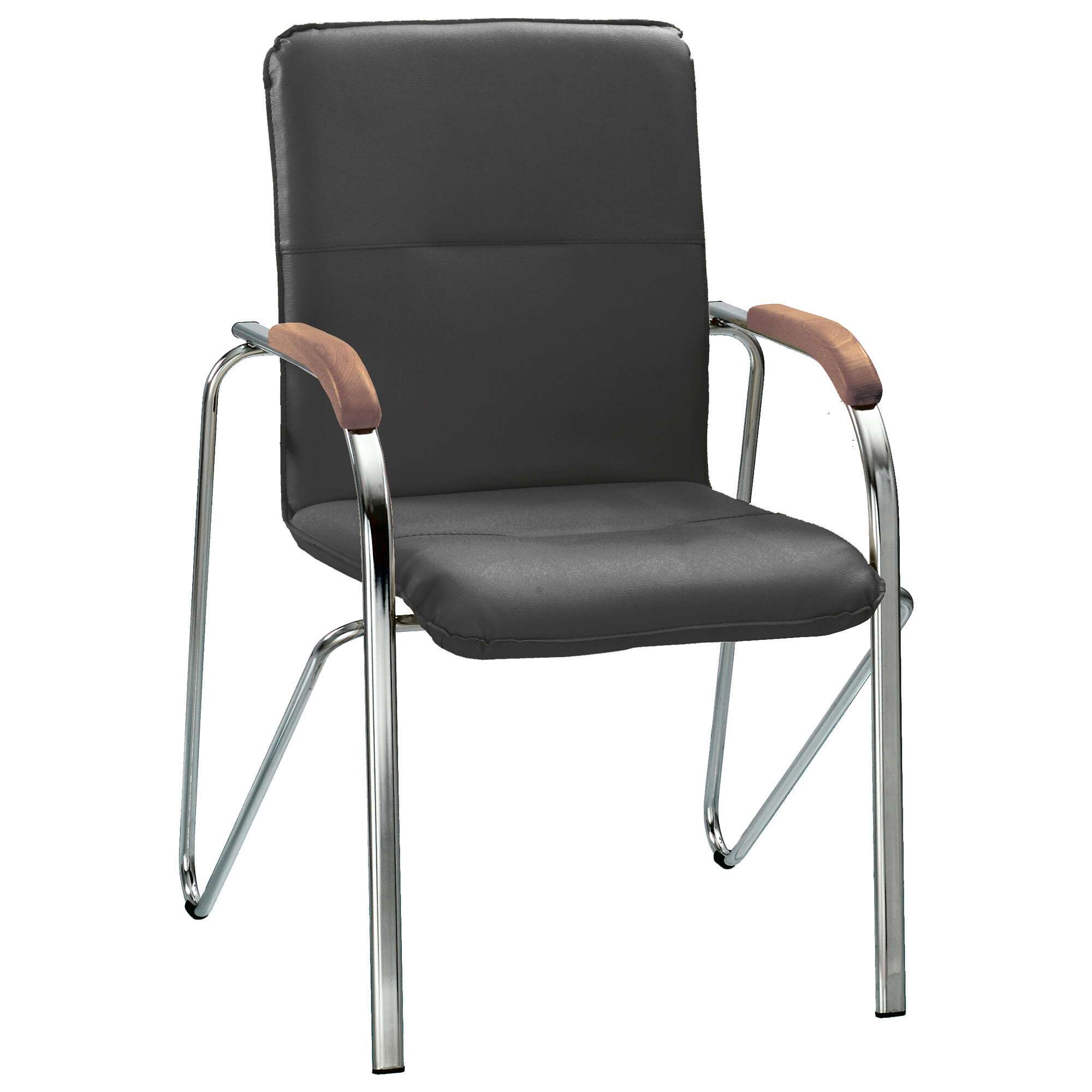 Конференц-кресло FA_SAMBA Chr к/з черный DO350/орех