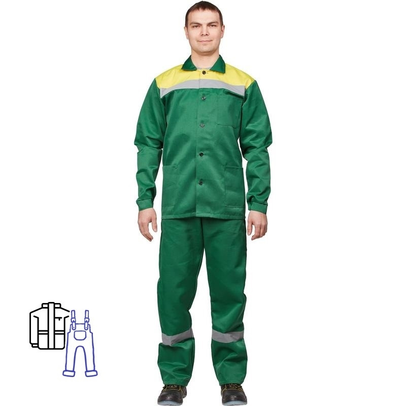 Костюм рабочий NoBrand 395793-K зеленый/желтый 48-50, 170