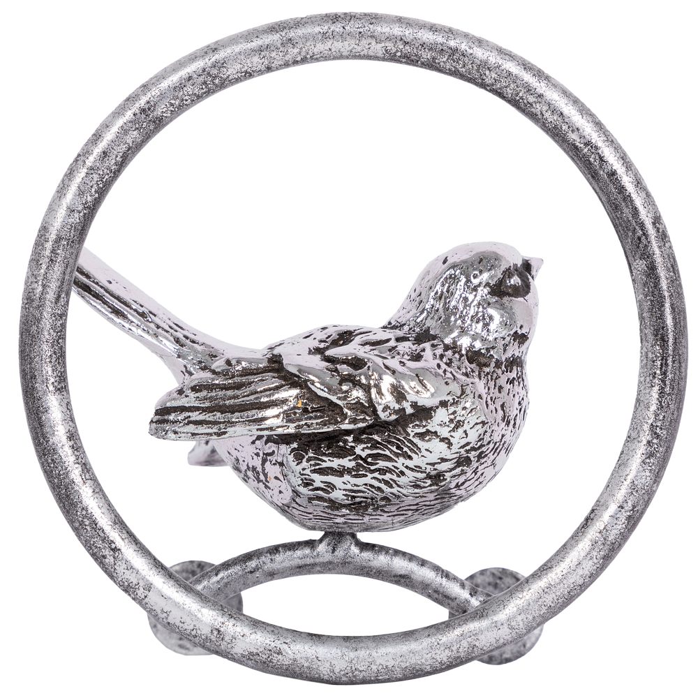 Ручка скоба мебельная Bogacho Птичка Терра круглая правая Античное серебро