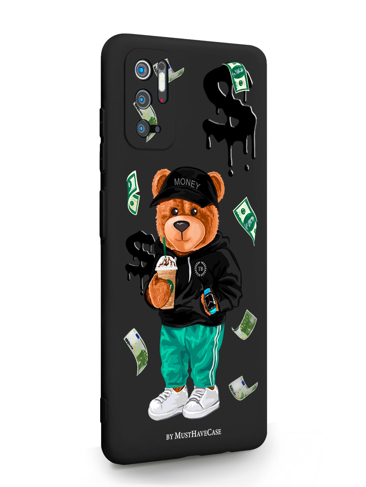Чехол MustHaveCase для Xiaomi Redmi Note 10T Мишка Тони черный