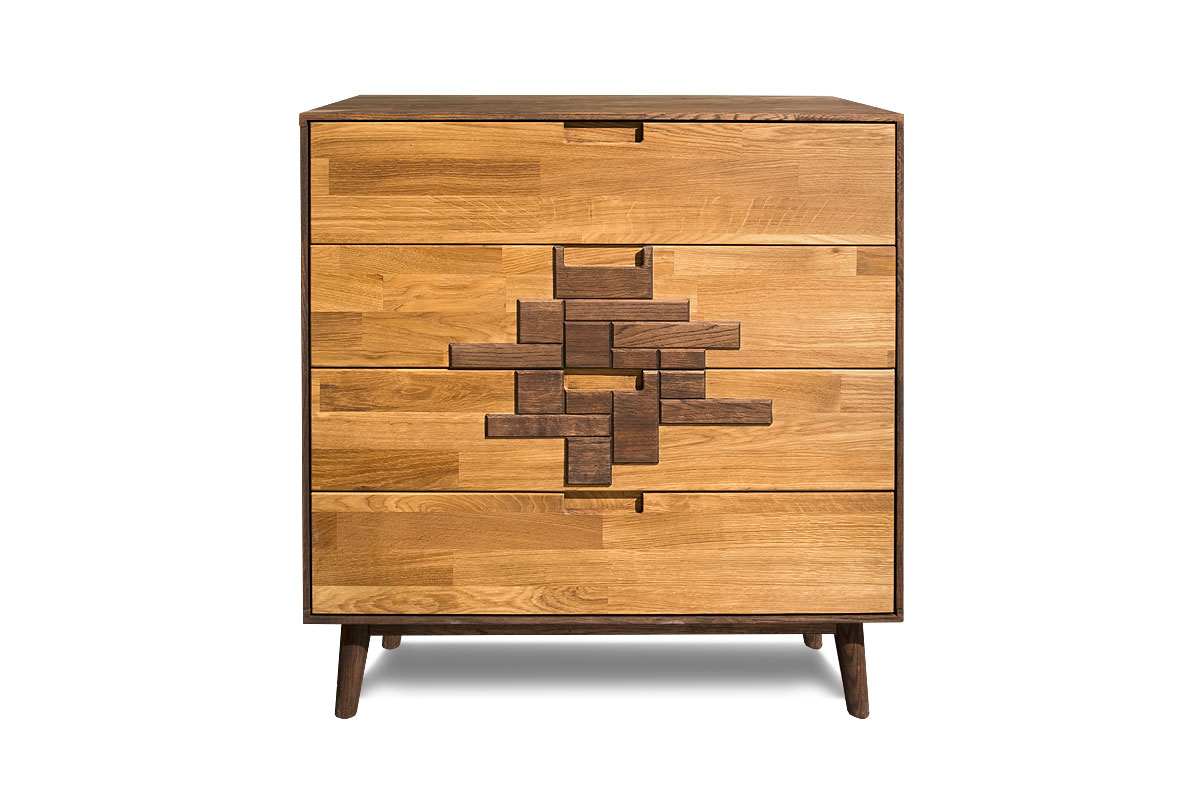 Комод деревянный Белфан Irving Design, 4 ящика, графит, бейц-масло