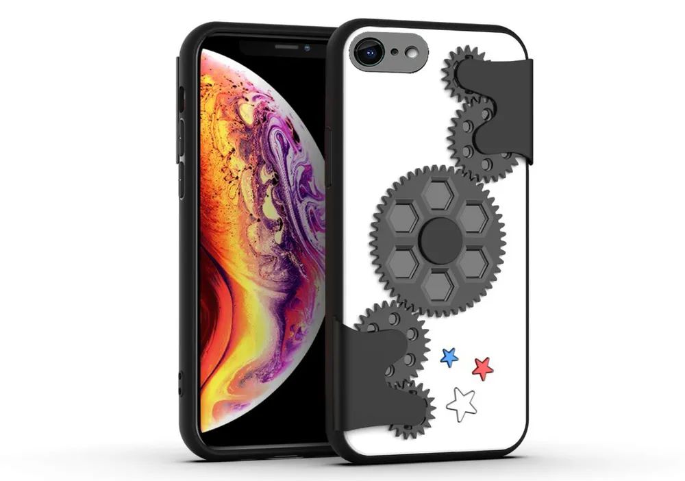 Чехол силиконовый для iPhone SE 2020 / 7 / 8 Steampunk (стимпанк) белый с черным