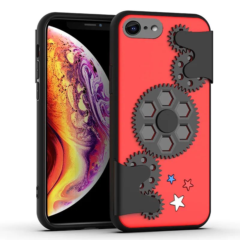 Чехол силиконовый для iPhone SE 2020 / 7 / 8 Steampunk (стимпанк) красный с черным