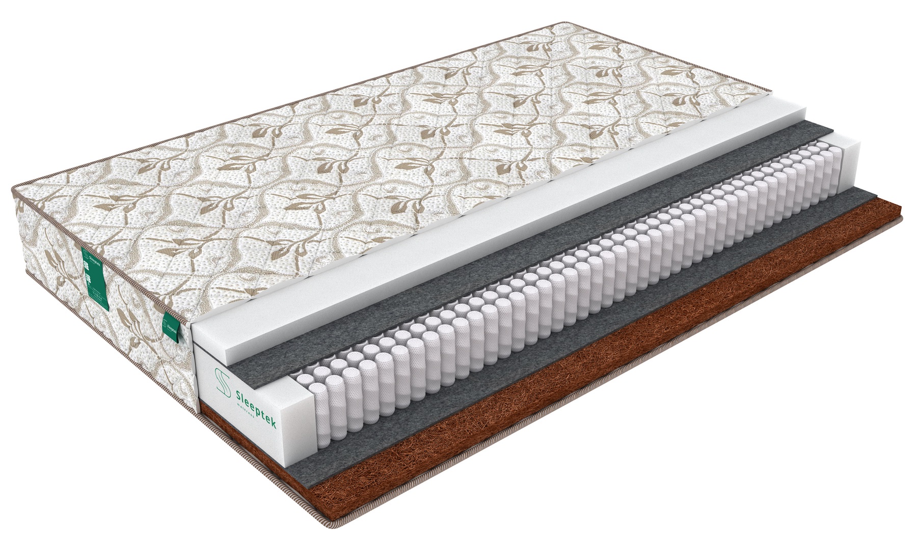 Матрас пружинный SLEEPTEK Perfect Foam Cocos 100х200, высота 20 см., Двусторонний с разной