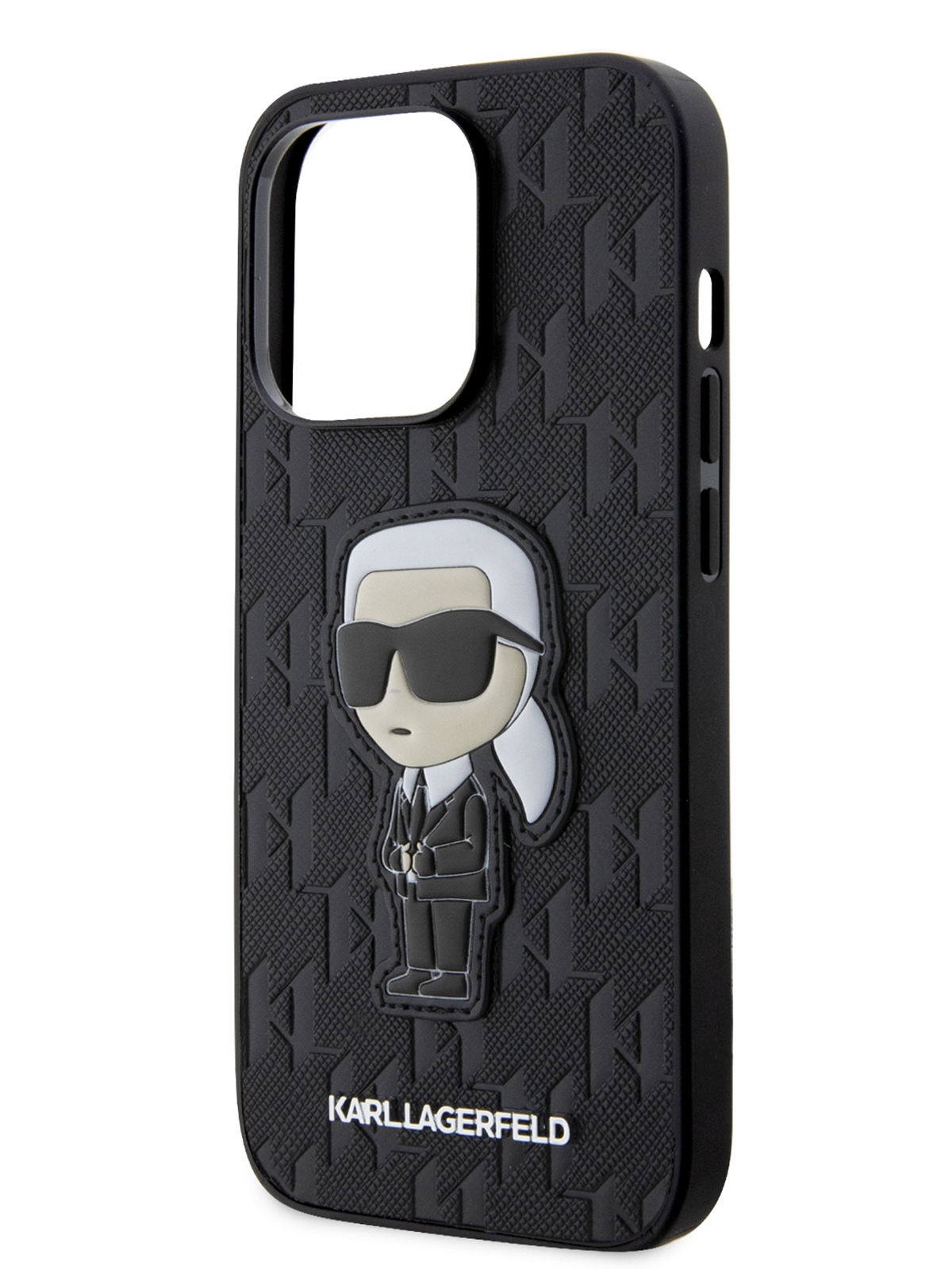 Чехол Karl Lagerfeld для iPhone 14 Pro экокожа с принтом, Black