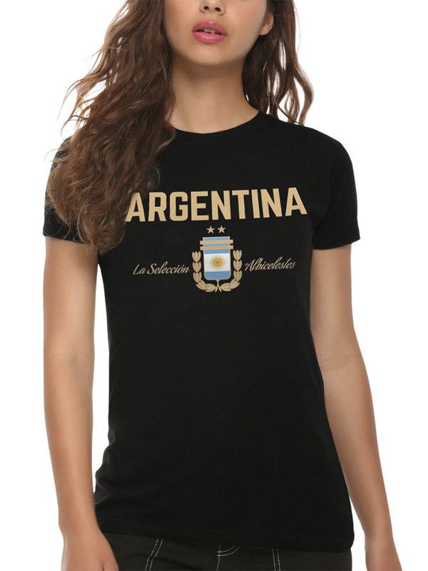 Футболка женская DreamShirts Studio Сборная Аргентины по футболу FOT-21505-1 черная 3XL