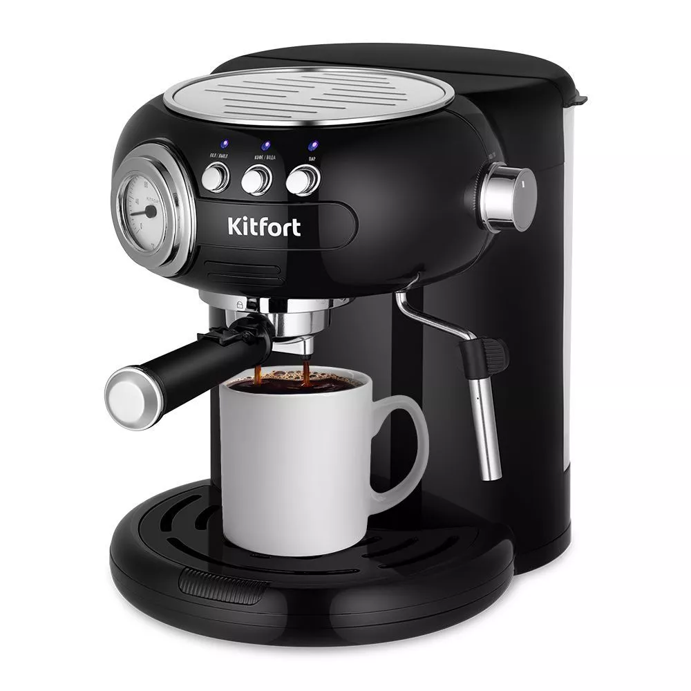Рожковая кофеварка Kitfort КТ-7191 черный