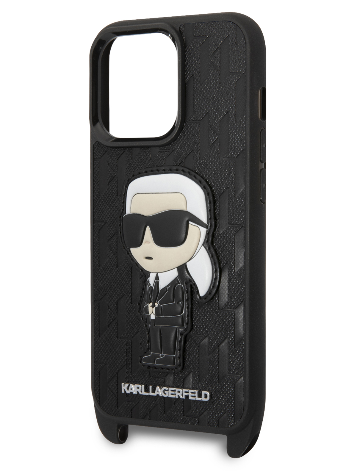 Чехол Karl Lagerfeld для iPhone 14 Pro из экокожи с ремешком Black