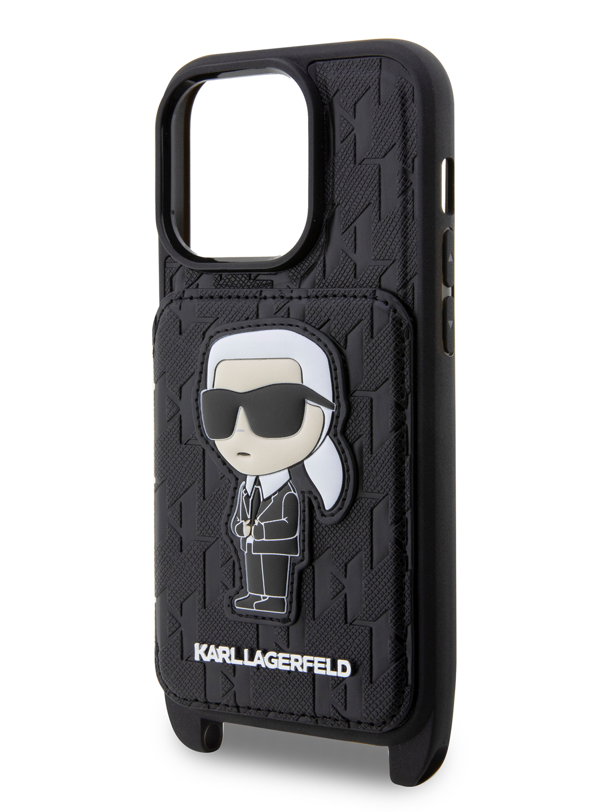 Чехол Karl Lagerfeld для iPhone 14 Pro с карманом для карты и ремешком, Black