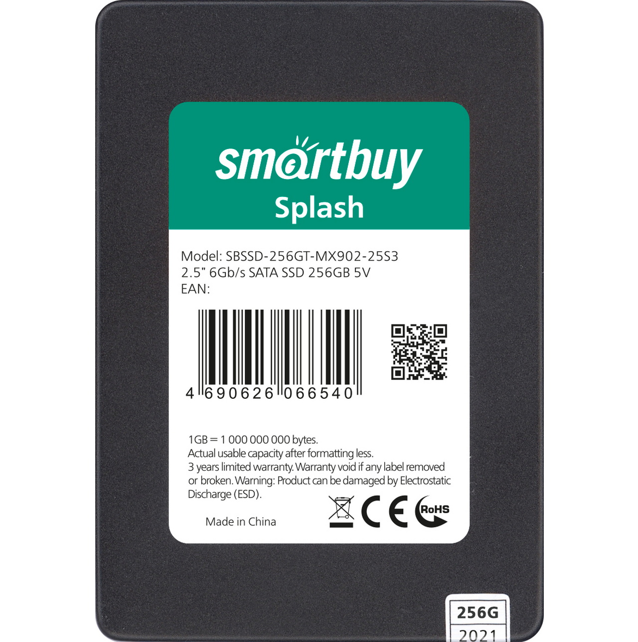 SSD накопитель SmartBuy Splash mk1 2.5" 256 ГБ (SBSSD-256GT-MX902-25S3)
