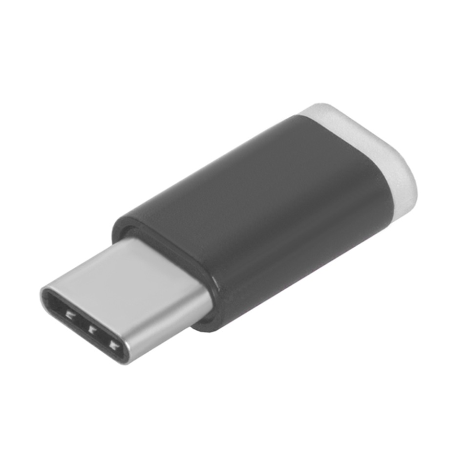 GCR Переходник USB Type C > MicroUSB 2.0, M/F, Черный