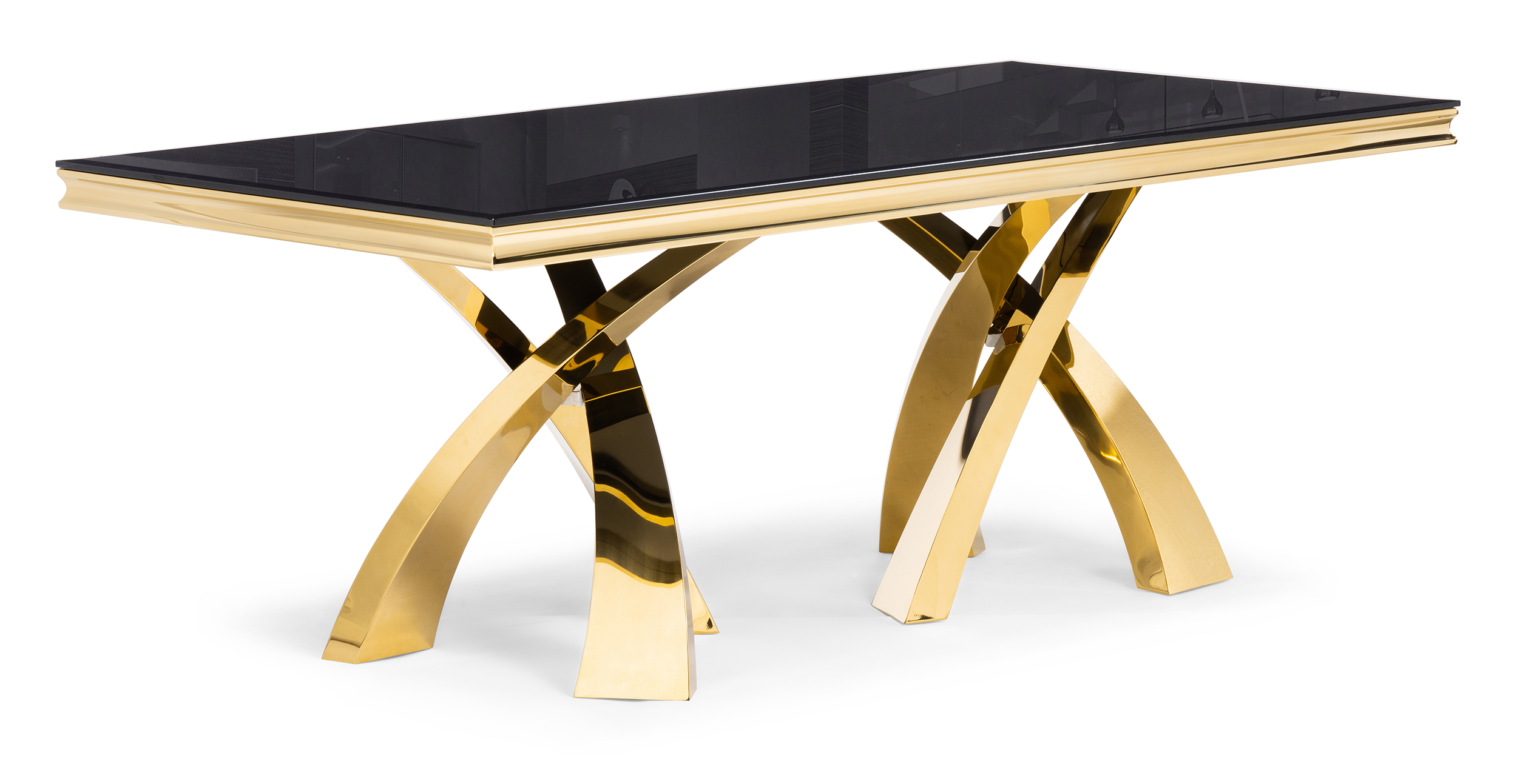 Стеклянный стол Woodville Komin 2 Черный/Золото