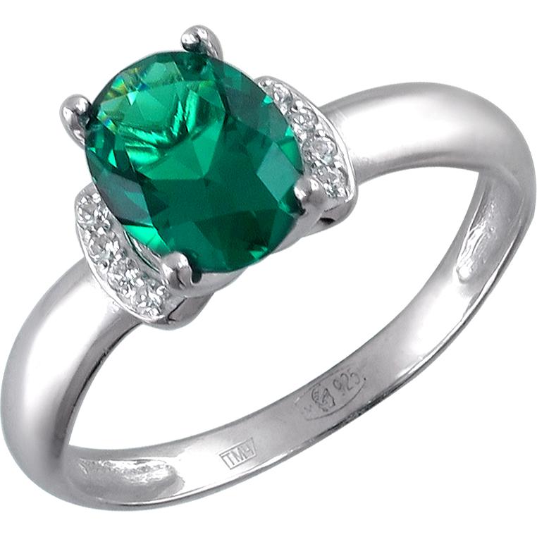 Кольцо из серебра р. 16,5 Эстет 01К255118-2, изумруд/фианит