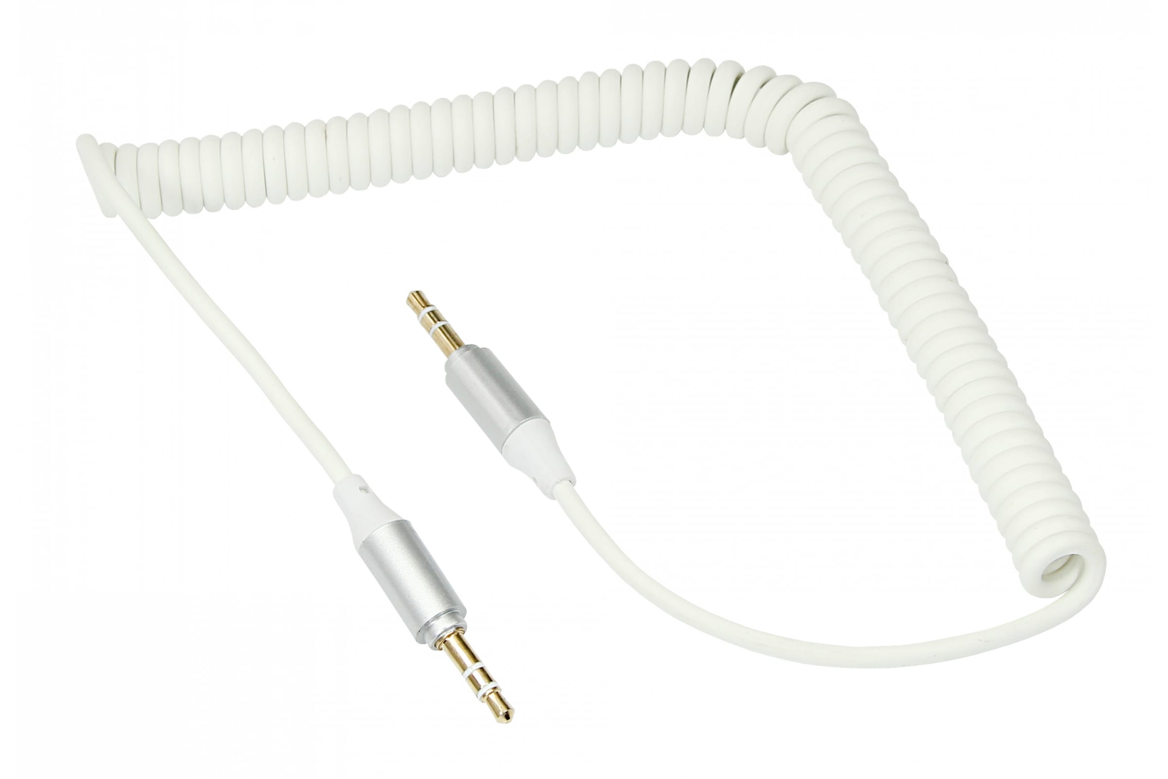 Аудио кабель Rexant AUX 3.5 мм шнур спираль 1M White 18-4014
