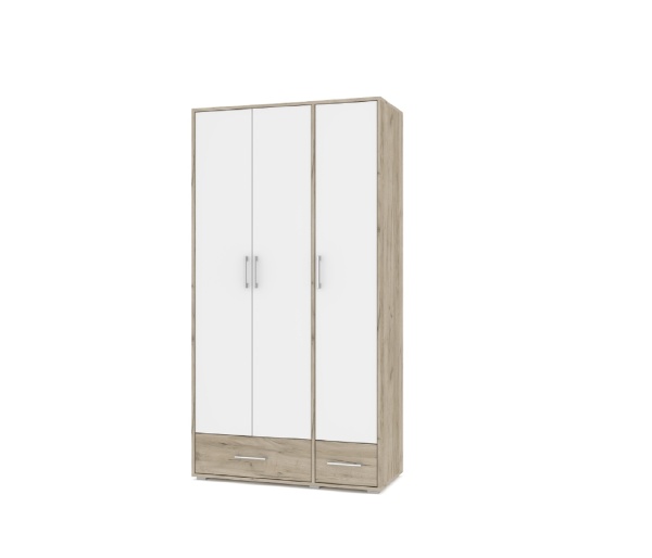 Шкаф 1000 комбинированный с ящиками Вилли О32 Серый дуб/Белый