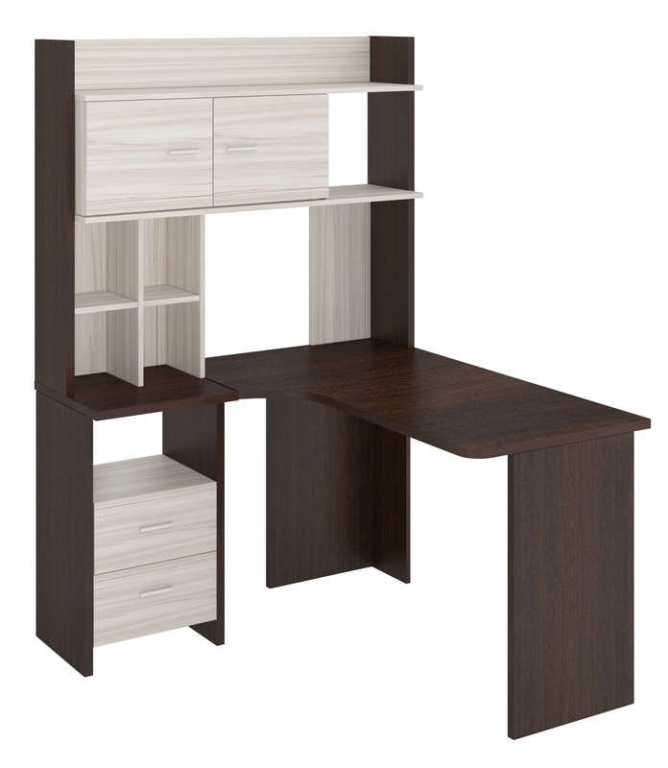 Стол компьютерный Мердэс СКЛ-Угл130+НКЛХ-120 КВ ЛЕВ Caramel/Wenge С надстройкой