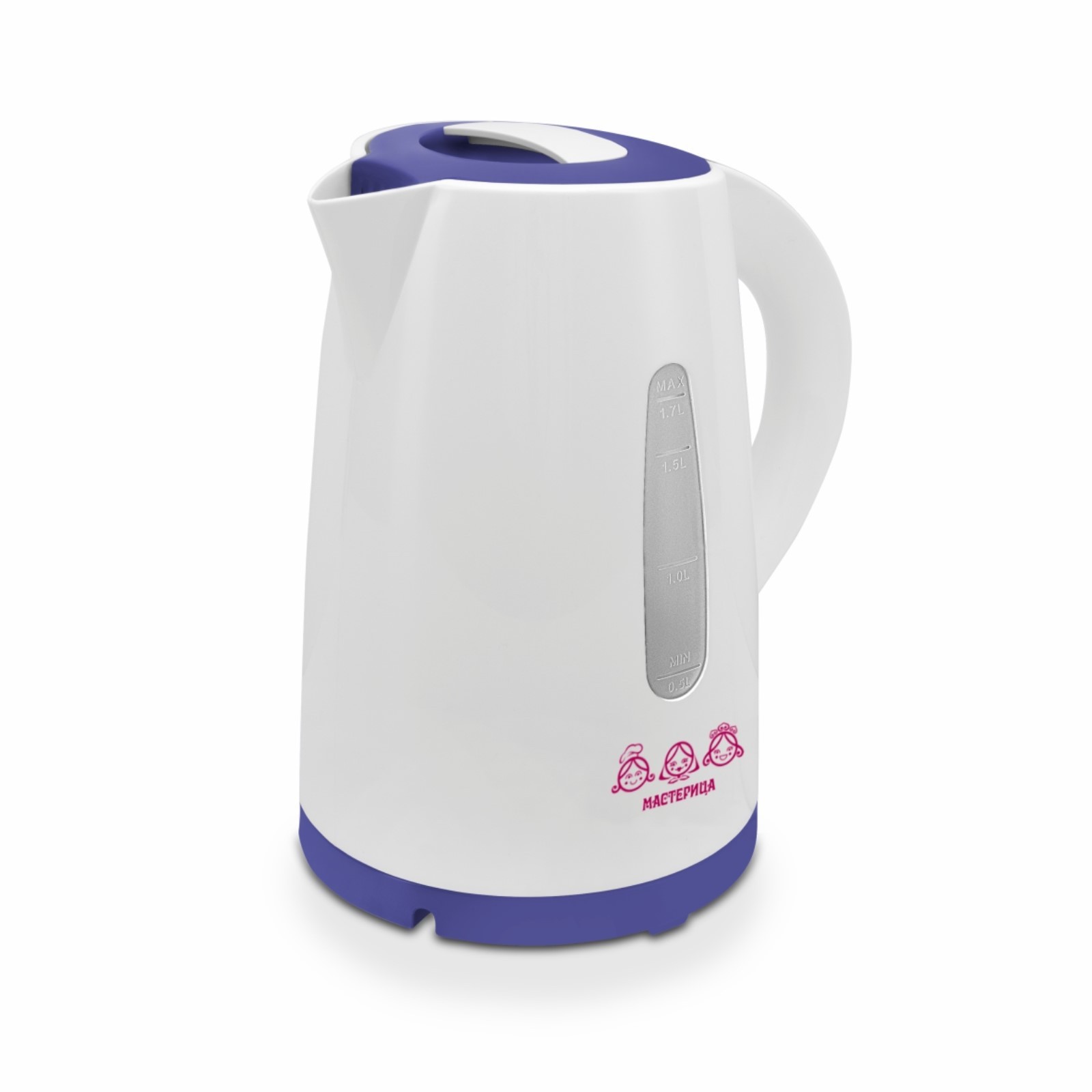 Чайник электрический Мастерица ЕК-1701M 17 л белый, фиолетовый