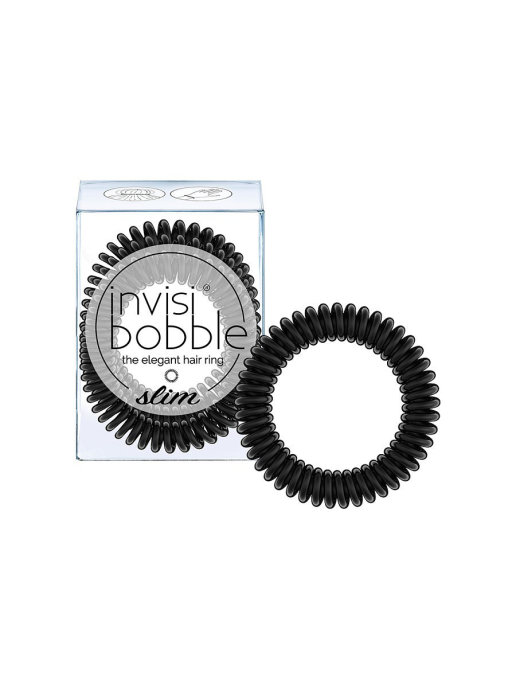 Резинка-браслет для волос invisibobble SLIM True Black (с подвесом)