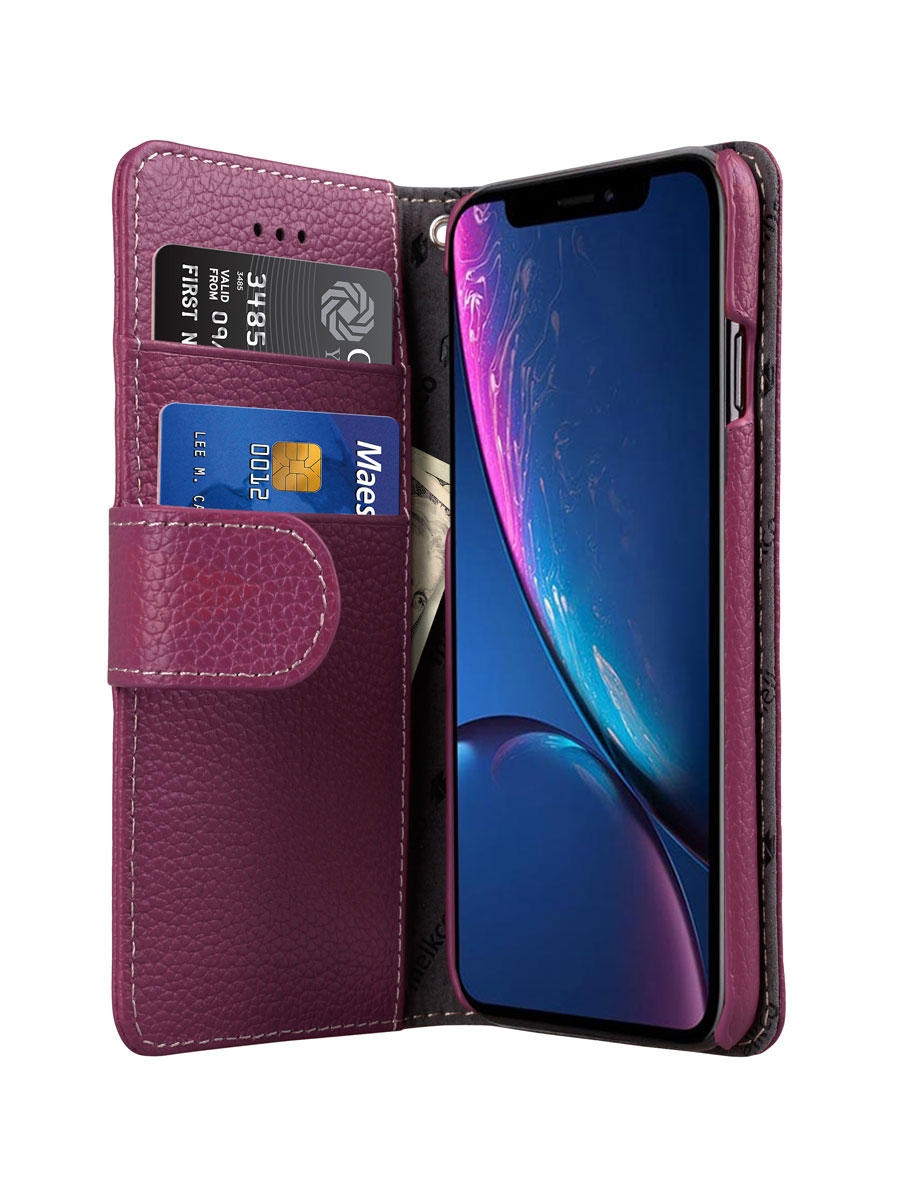 Кожаный чехол книжка Melkco для Apple iPhone Xr - Wallet Book Type - сиреневый