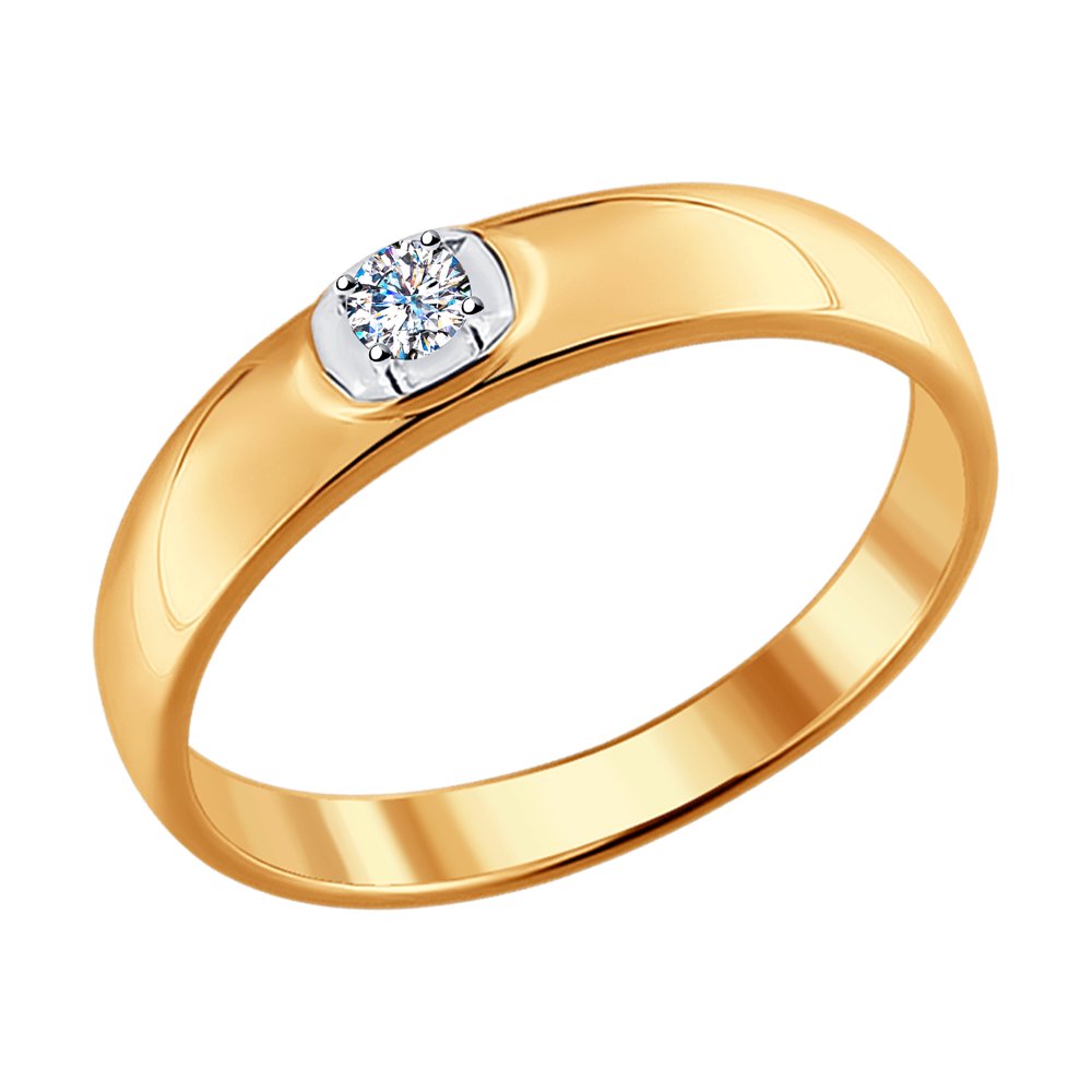 Кольцо обручальное из красного золота р. 16 SOKOLOV Diamonds 1110127, бриллиант