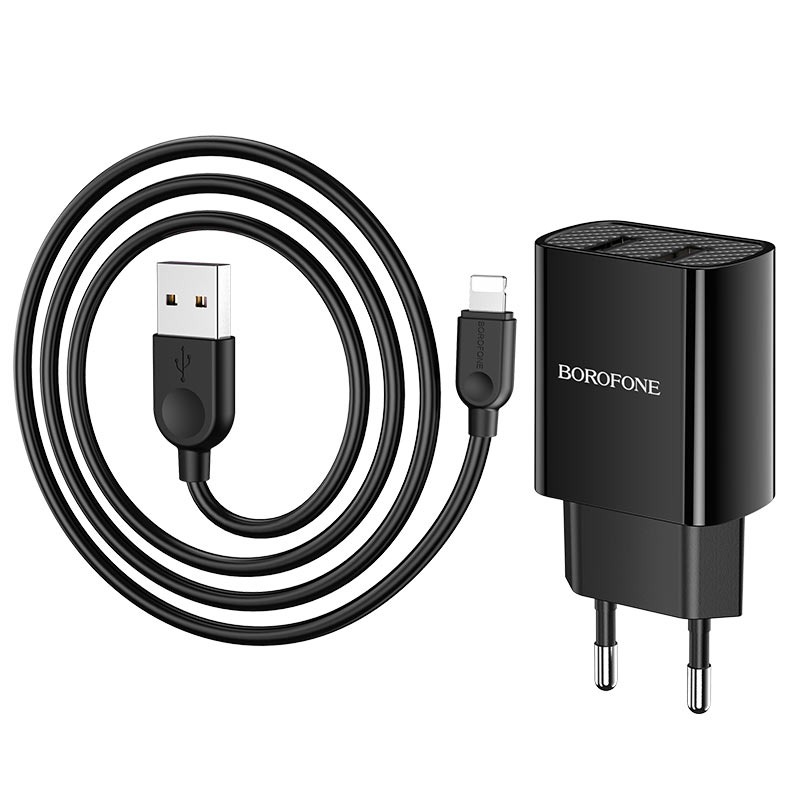 СЗУ BOROFONE BA53A Powerway 2xUSB, 2.1А + кабель Type-C, 1м (черный)