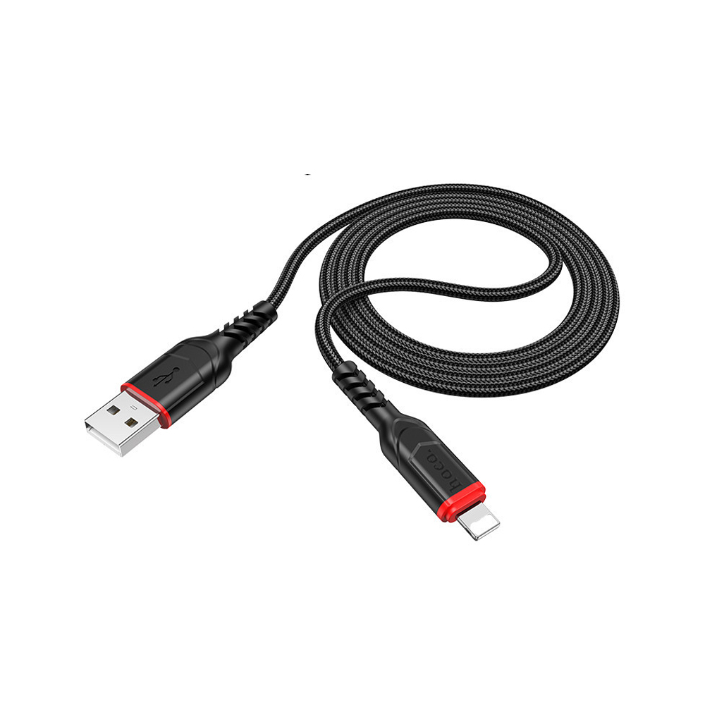 Кабель USB  HOCO X59 Victory Lightning 8-pin, 1м, 2.4A, нейлон (черный)