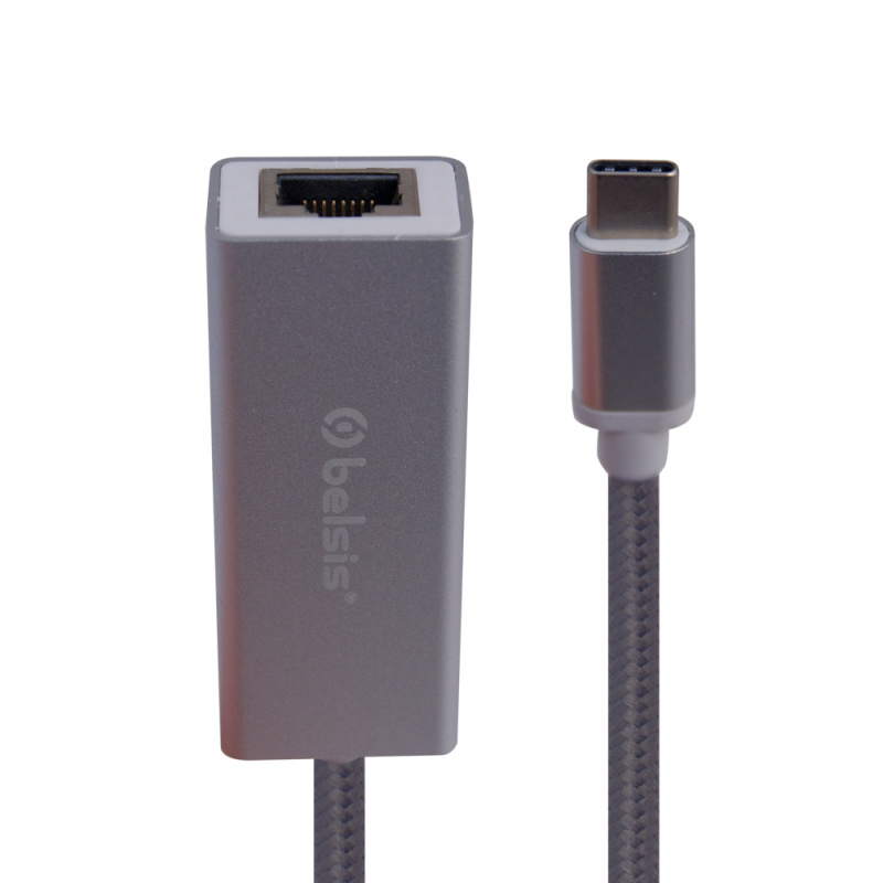 Переходник адаптер USB 3.1 Type C m - RJ45 f, 0,15 м, Silver BW8905