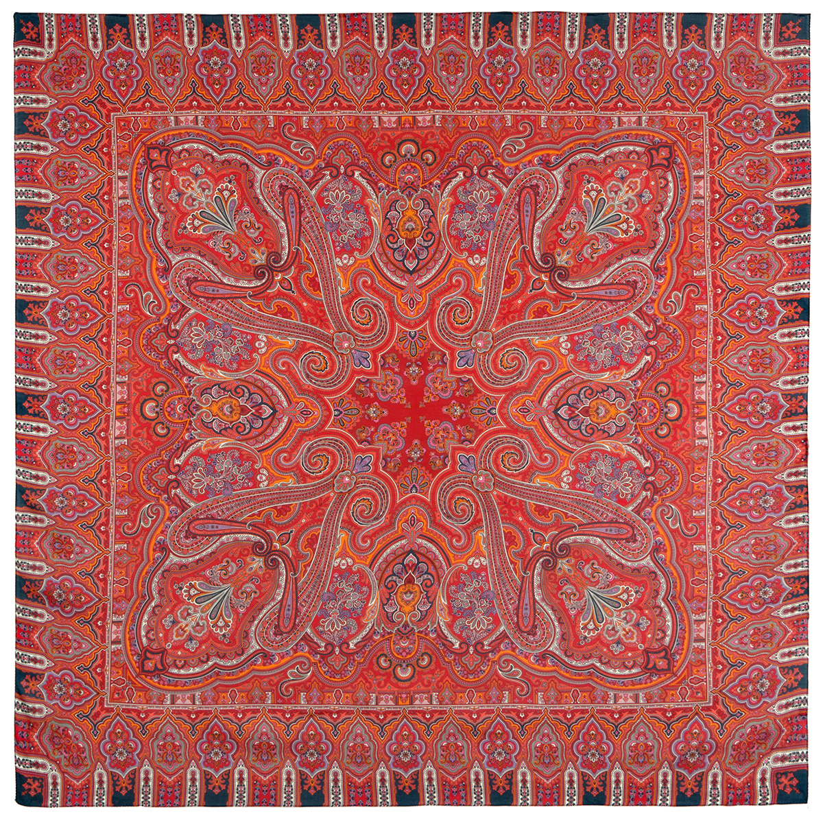 Платок женский Павловопосадский платок 1856 красный, 135х135 см